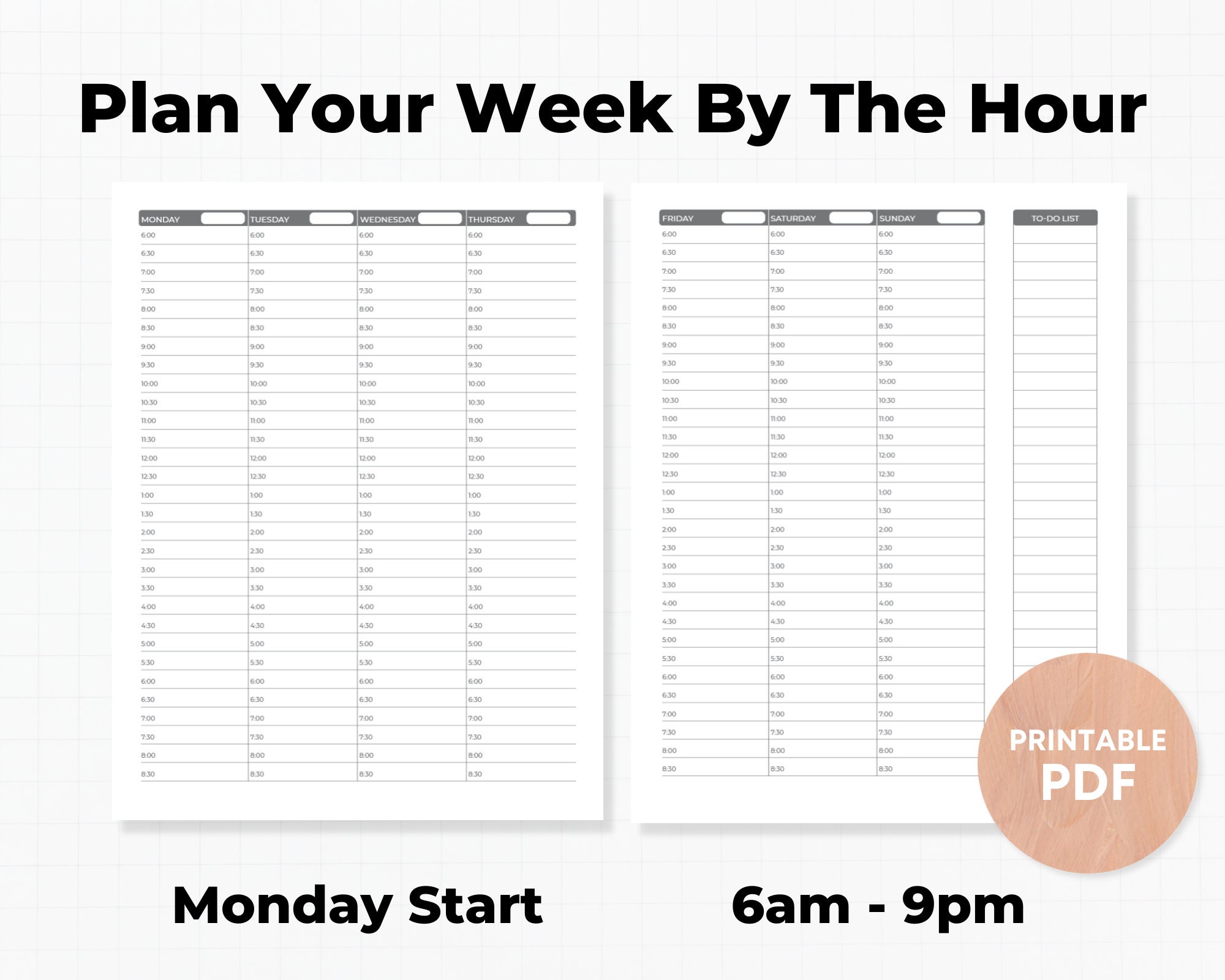 Weekly Time Blocking Printable Planner PDF Daily Schedule - Etsy