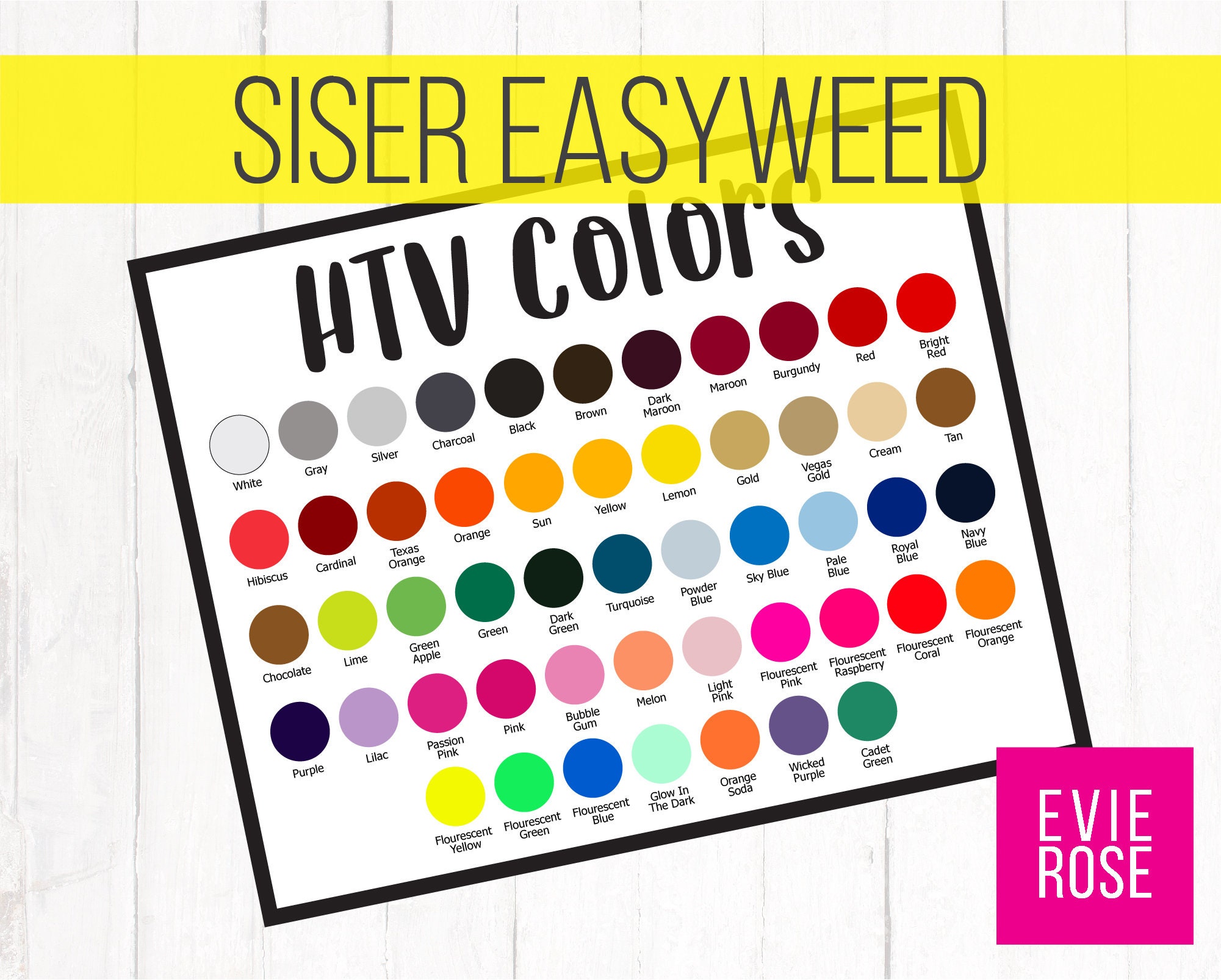 Vinyl Color Chart Graphic Bundle, Siser Easyweed, Oracal 651, and ...