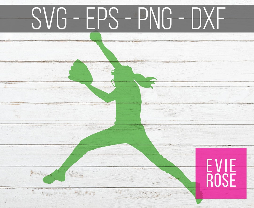 Softball Girl Silhouette SVG File Set - Softball Pitcher- PNG, EPS and ...