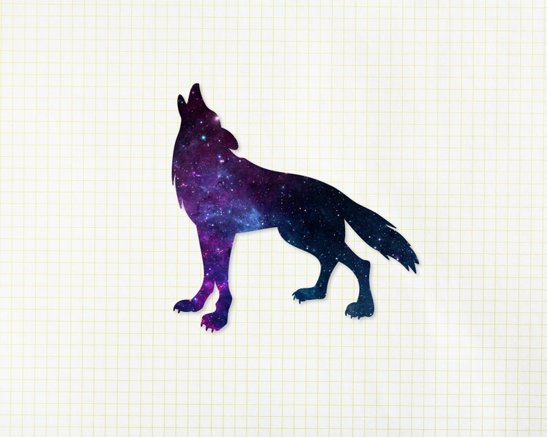 Wolf Howling Galaxy Night Sky Silhouette Clip Art for - Etsy