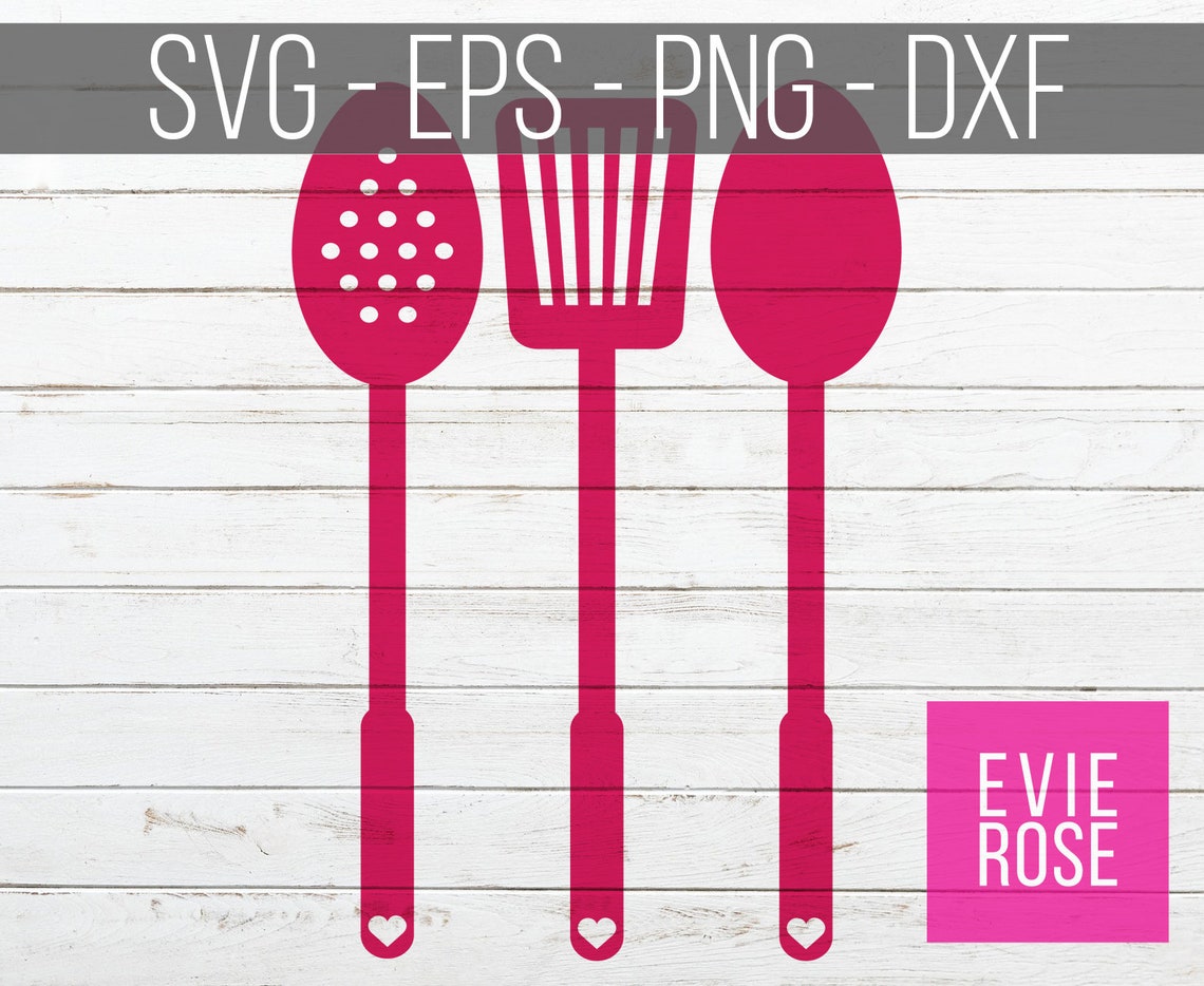 Kitchen Utensils Monogram Frame SVG Clipart Bundle SVG EPS - Etsy