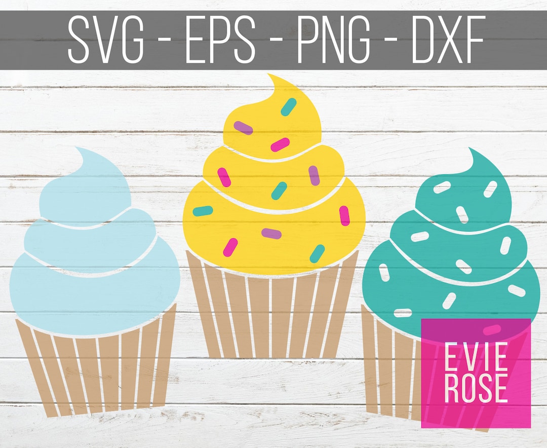 Cupcake With and Without Sprinkles SVG Clipart Bundle - SVG, EPS, Png ...