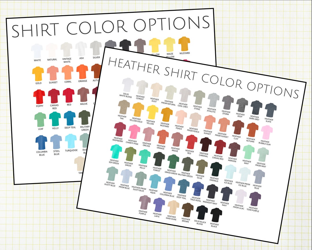 All Colors Charts for Bella & Canvas Unisex Jersey BC3001, Solid AND ...