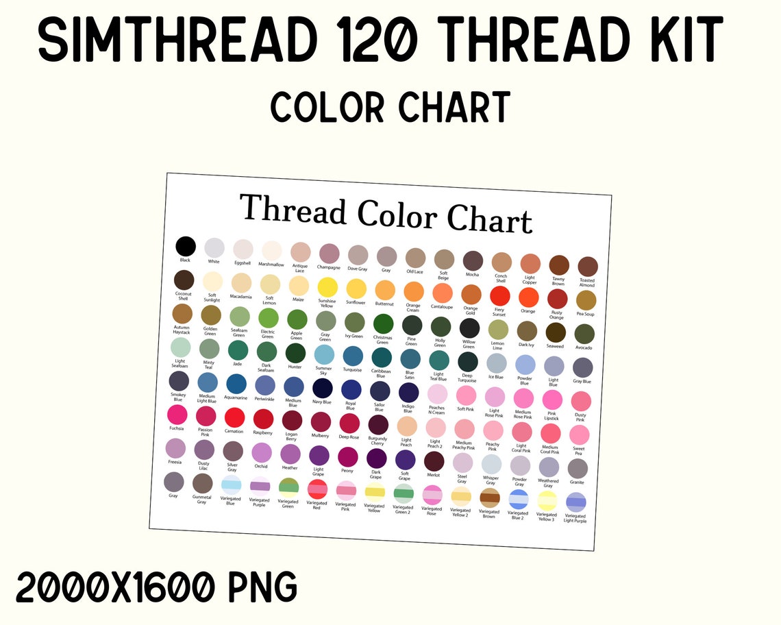Simthread 120 Thread Kit Color Chart - Graphic for Your Etsy Shop ...