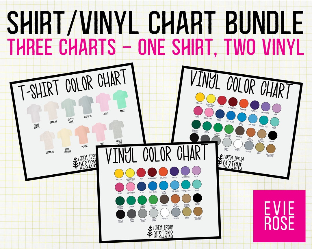 Custom Chart Bundle - One Shirt Chart, Two Vinyl Charts - Solid and ...