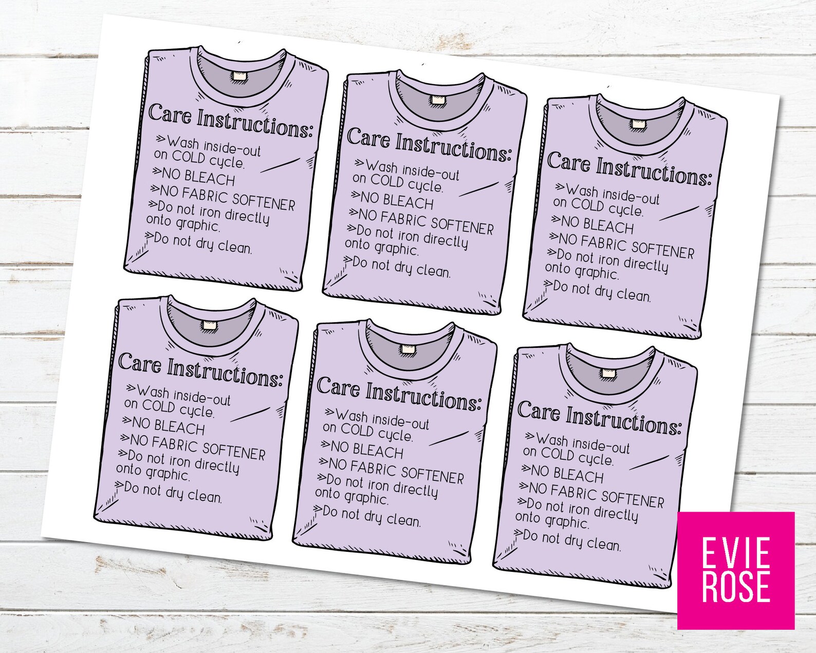 Printable Vinyl Tshirt Instructions - Letter Size - Six per Page ...
