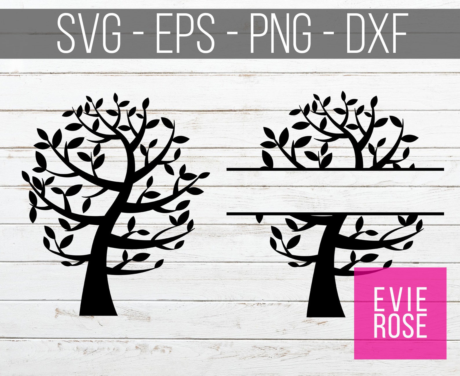 Family Tree and Split Monogram Tree File Set Vector Art SVG | Etsy