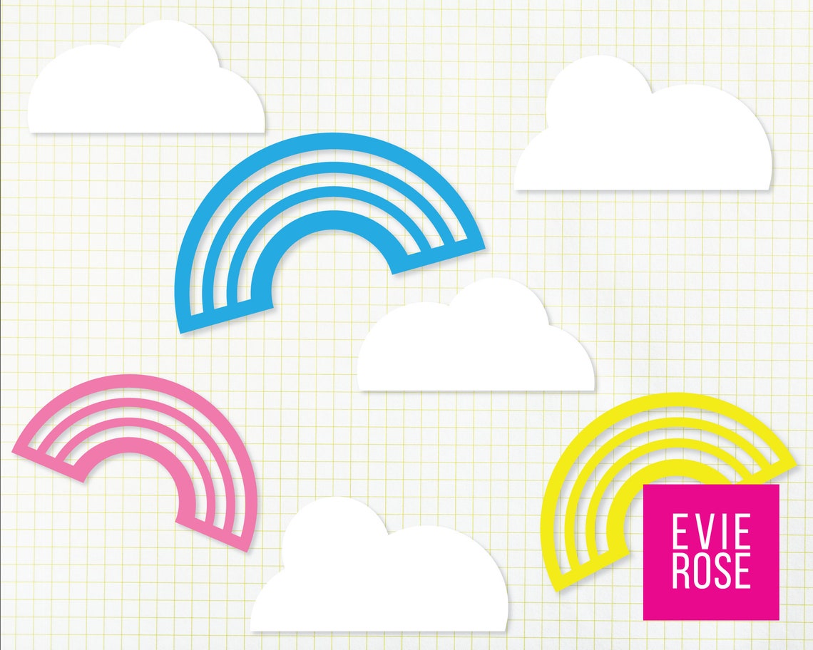 Rainbow and Clouds SVG Cricut Craft Cut Files Digital - Etsy