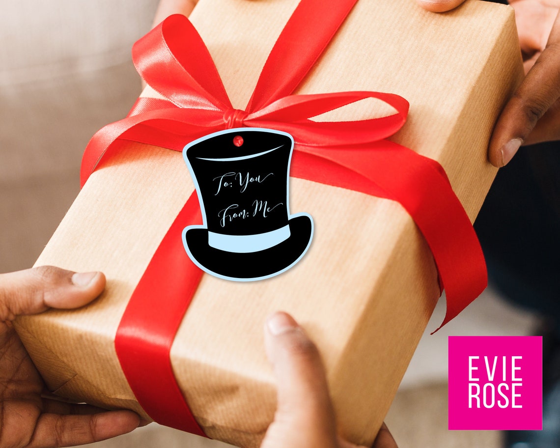 Layered Top Hat Gift Tag SVG Snowman Hat Tag Black Christmas - Etsy