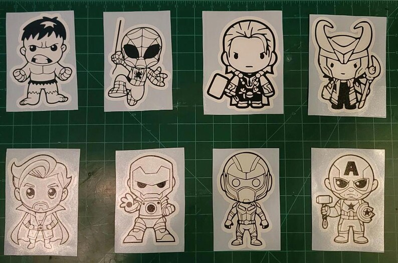 Super Hero Vinyl Decal, Avengers, Hulk, Spiderman, Thor, Loki, Doctor ...