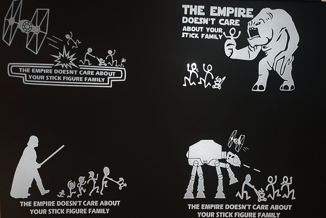 Star Wars Stick Figure Family Transfer- Star Wars Vinyl Decal- Vinyl ...