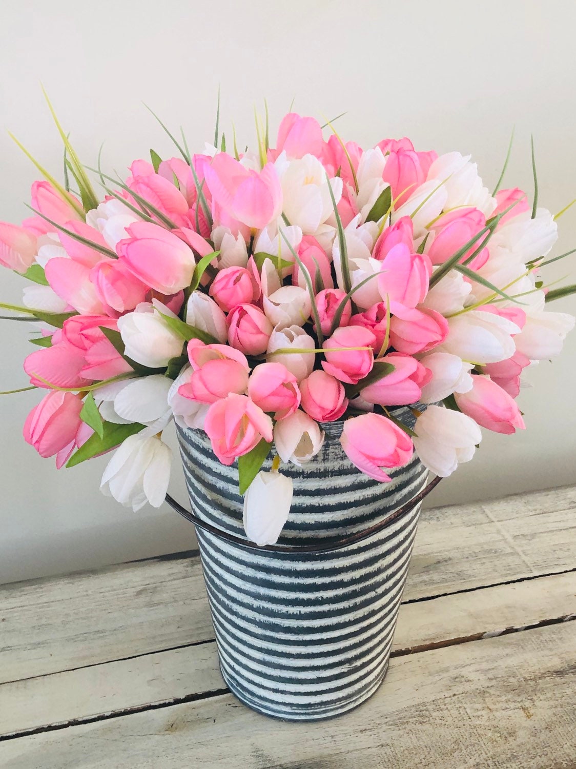 Spring Tulip Arrangement Tulip Door Bucket Spring Tulip | Etsy