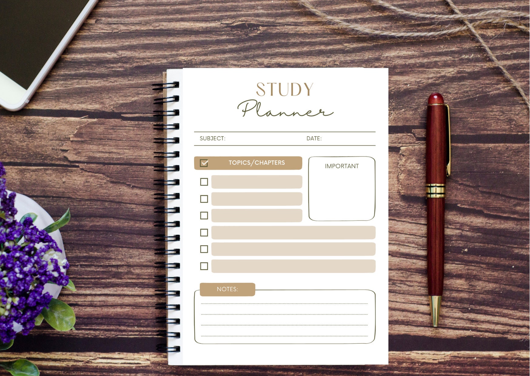 Study Planner Printable, College Digital Planner, School Assingment ...