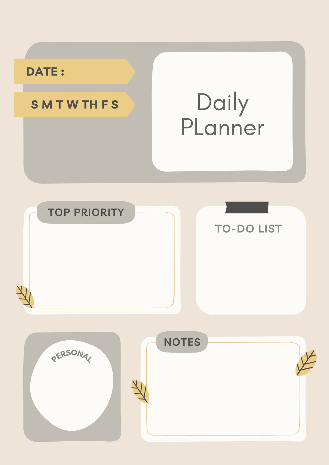 Daily Planner Printable, Personal Digital Planner, Daily Habit Planner ...