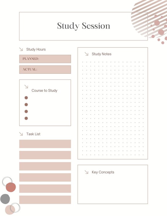 Study Planner Printable College Digital Planner School - Etsy