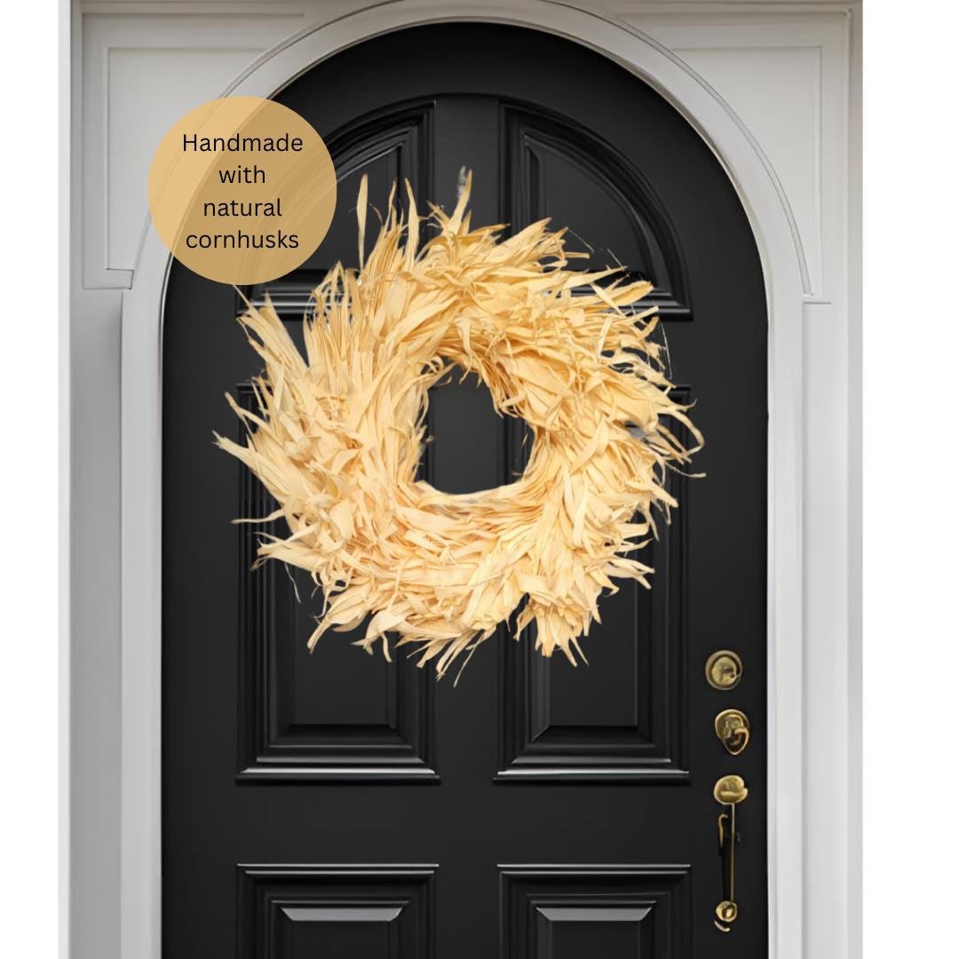 Corn Husk Wreath Scarecrow Style Door Decor Fall Natural Wreath Autumn ...