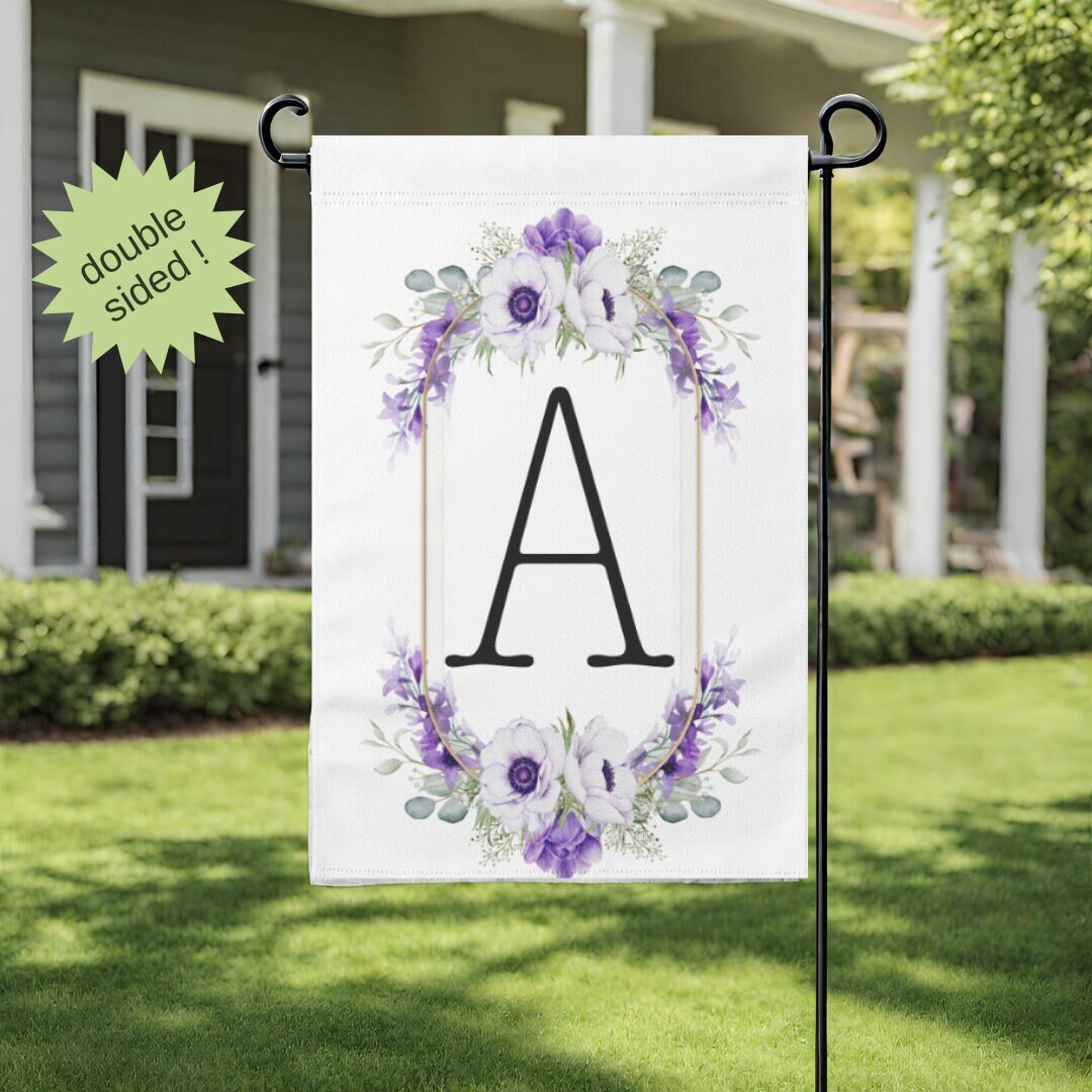 Monogram Garden Flag Last Name Letter Housewarming Gift Spring Floral ...