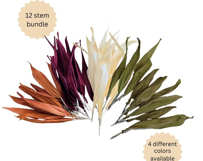 Corn Husk Picks for Fall 6 Natural Floral Stems Autumn Display Vase ...
