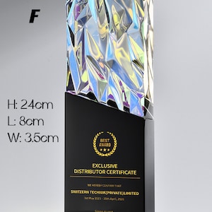 Personalized Trophy Award, Engraved Crystal Trophy, Customize Corporate ...