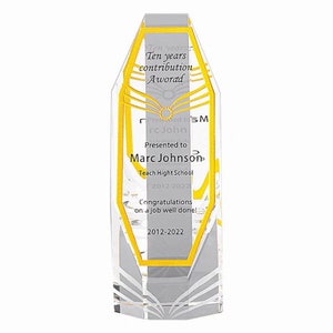 Custom Engraved Crystal Glass Trophy, Bespoke Award, Corporate ...