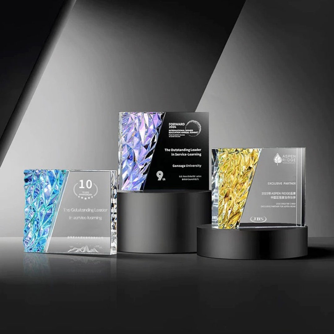 Personalized Trophy Award, Unique Crystal Trophy, Customize Corporate ...