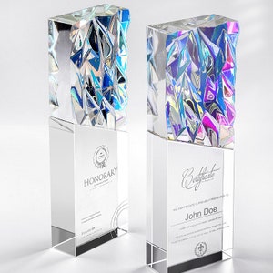 Personalized Trophy Award, Unique Crystal Trophy, Customize Corporate ...