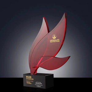 Leaf Crystal Trophy Award, Recognition Plaque, Best Employee ...