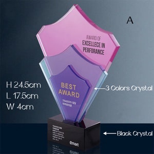 Creative Crystal Trophy Award, Recognition Plaque, Best Employee ...
