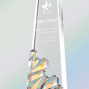 Personalized Crystal Award, Custom Engraved Trophy, Corporate Trophy ...