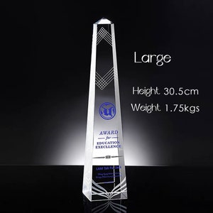 Custom Engraved Crystal Glass Trophy, Tower Shape Bespoke Award ...