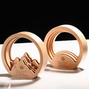 Personalized Trophy Award, Engraved Circle Wood Trophy, Corporate ...