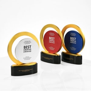 Round Shaped Trophy Award, Recognition Plaque, Add Logo, Employee Award ...