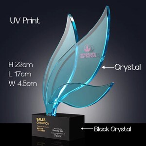 Leaf Crystal Trophy Award, Recognition Plaque, Best Employee ...
