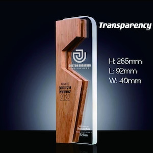 Personalized Trophy Award, Engraved Crystal and Wood Trophy, Corporate ...