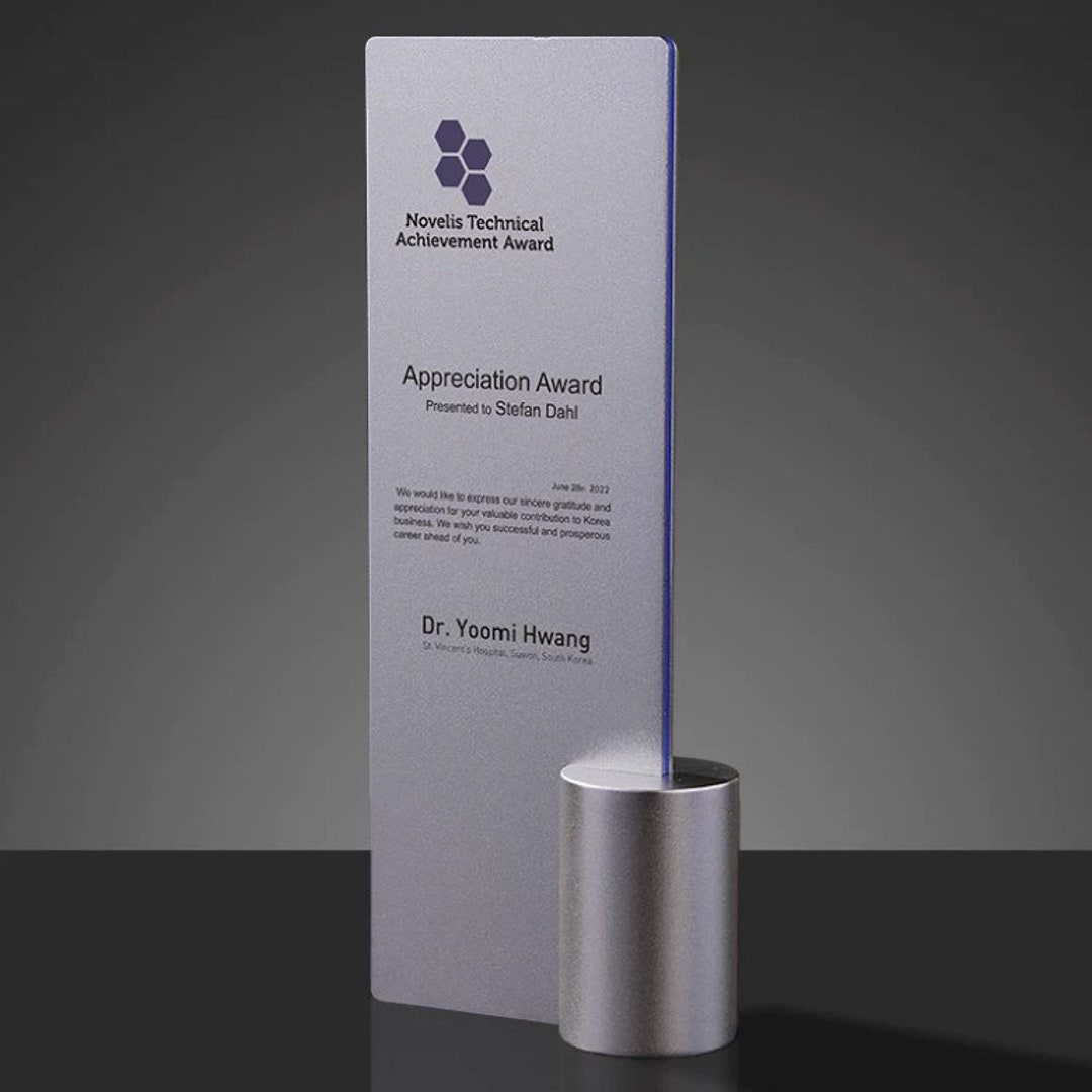 Personalized Metal Trophy Award, Modern Appreciation Award, Unique ...