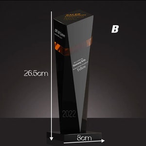 Luxury Personalized Trophy Award, Black Unique Crystal Trophy ...