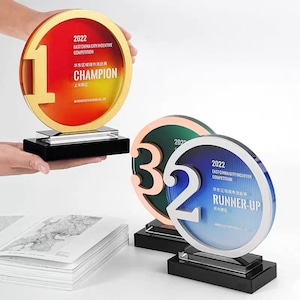 Round Shaped Trophy Award, Recognition Plaque, Champion, First Place ...