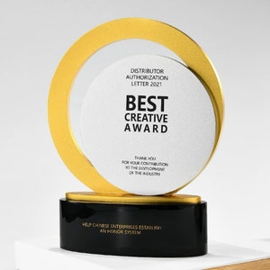 Round Shaped Trophy Award, Recognition Plaque, Add Logo, Employee Award ...