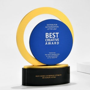 Round Shaped Trophy Award, Recognition Plaque, Add Logo, Employee Award ...