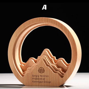 Personalized Trophy Award, Engraved Circle Wood Trophy, Corporate ...