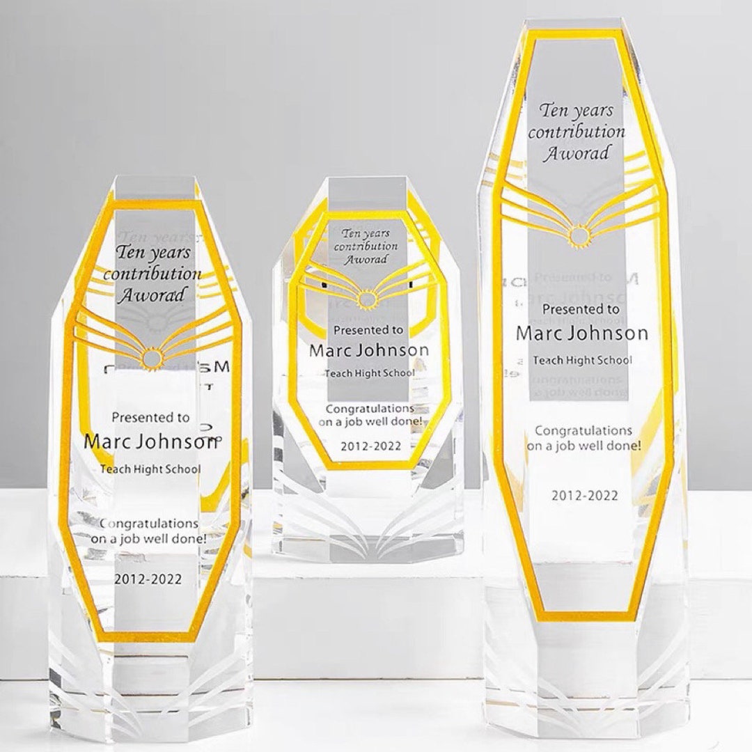 Custom Engraved Crystal Glass Trophy, Bespoke Award, Corporate ...