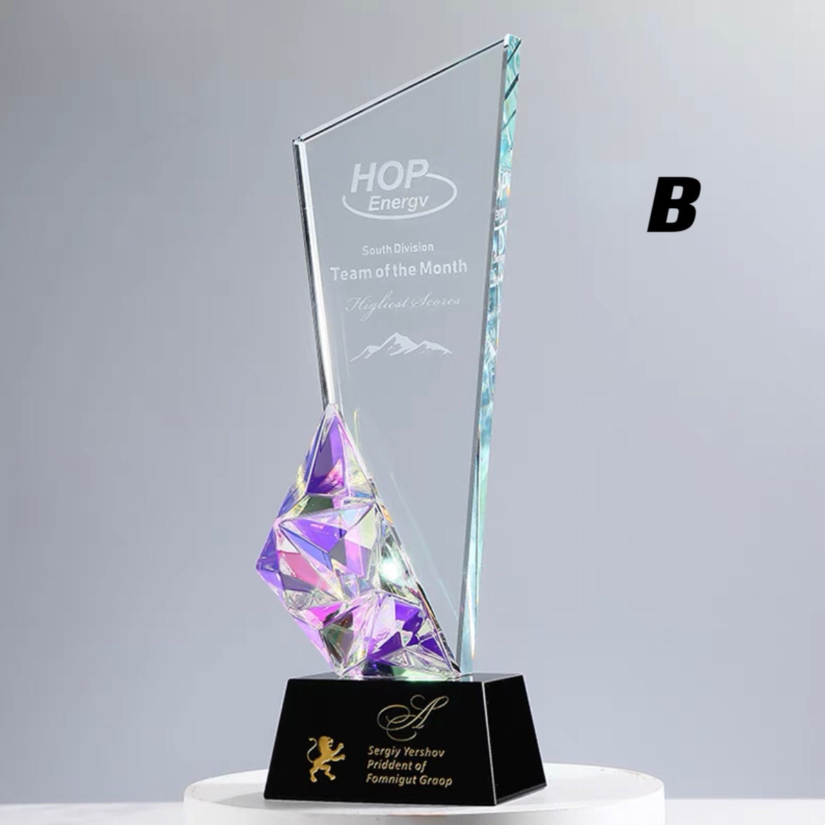 Personalized Trophy Award, Engraved Crystal Trophy, Customize Corporate ...