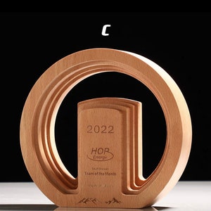 Personalized Trophy Award, Engraved Circle Wood Trophy, Corporate ...