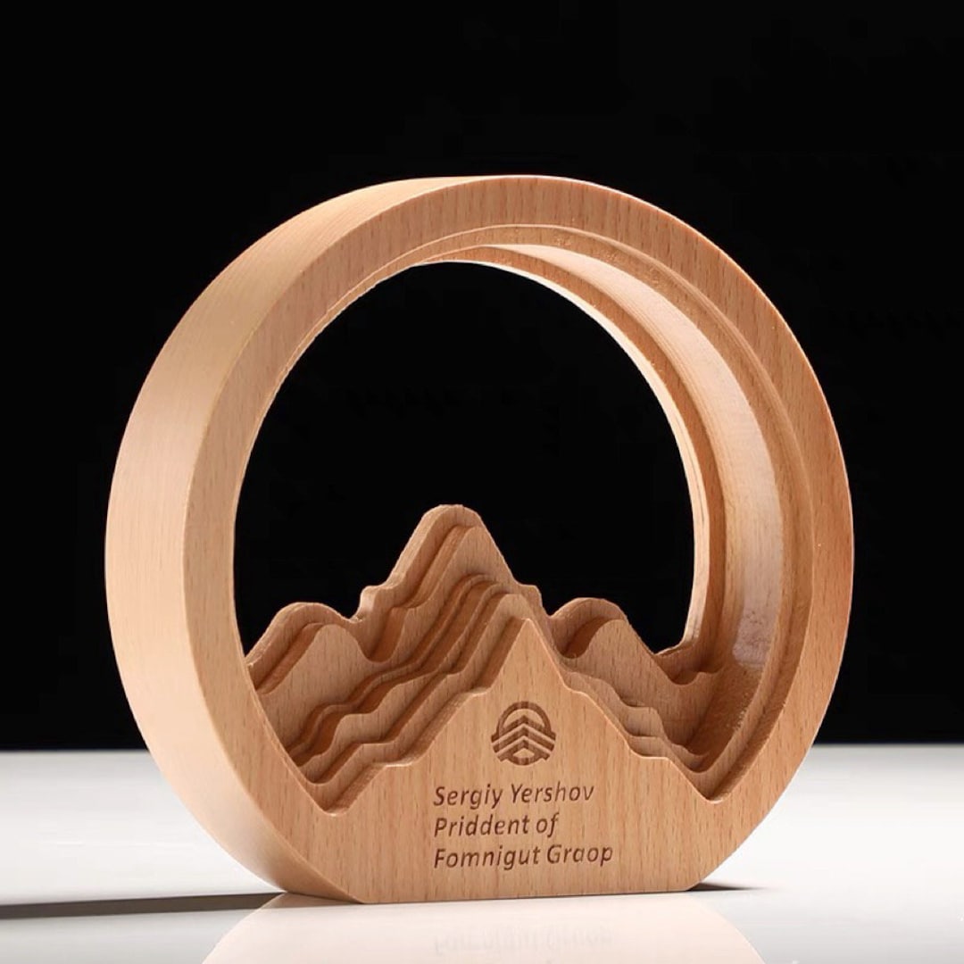 Personalized Trophy Award, Engraved Circle Wood Trophy, Corporate ...