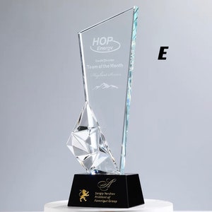 Personalized Trophy Award, Engraved Crystal Trophy, Customize Corporate ...