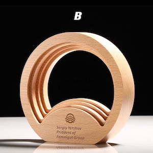Personalized Trophy Award, Engraved Circle Wood Trophy, Corporate ...