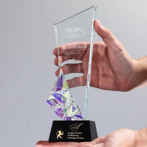 Personalized Trophy Award, Engraved Crystal Trophy, Customize Corporate ...