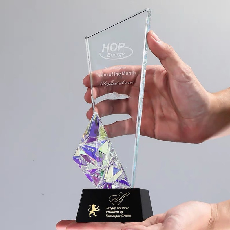 Personalized Trophy Award, Engraved Crystal Trophy, Customize Corporate ...