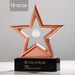 Personalized Trophy Award, Engraved Metal Trophy, Customize Corporate ...