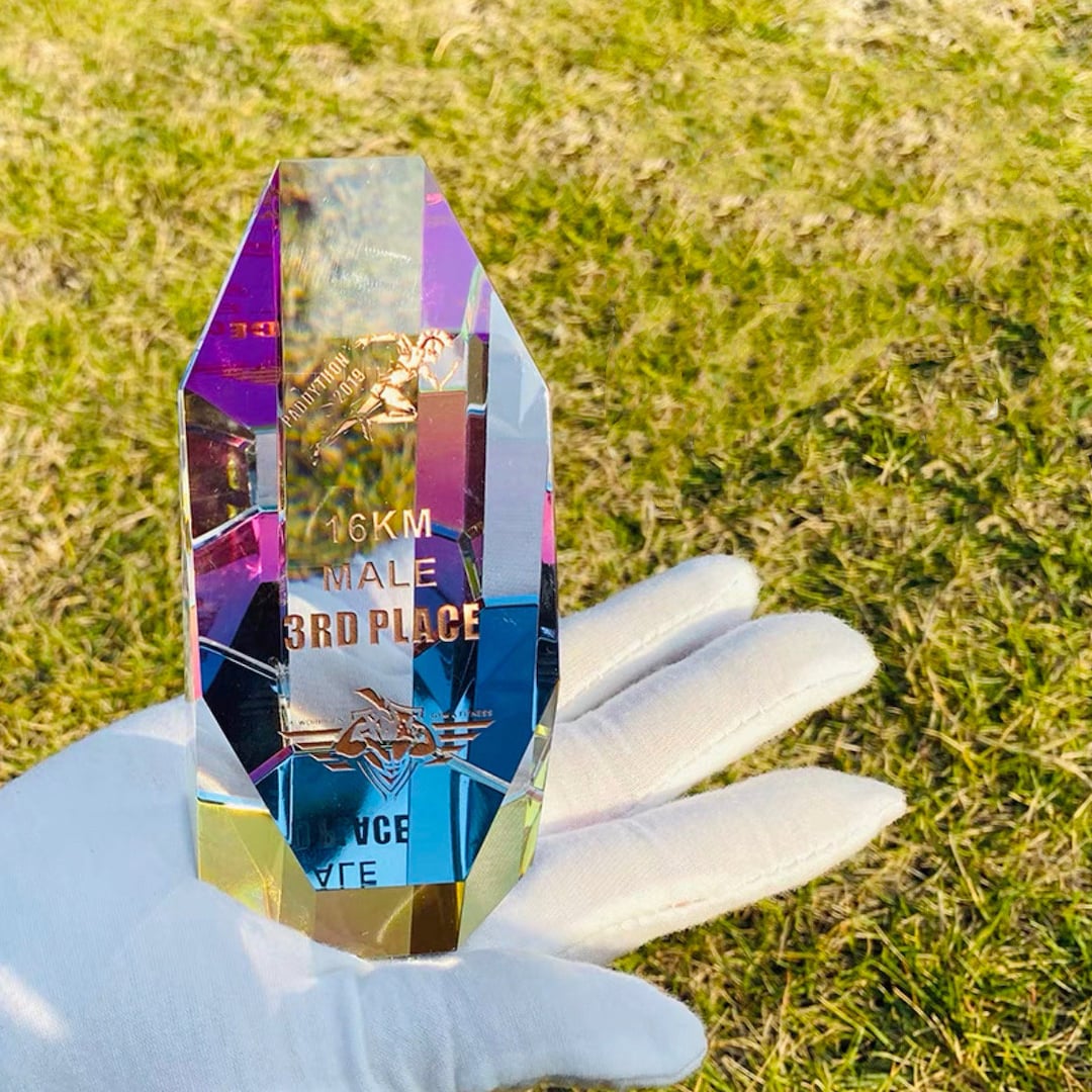 Custom Engraved Crystal Glass Trophy, Bespoke Award, Sports Award ...
